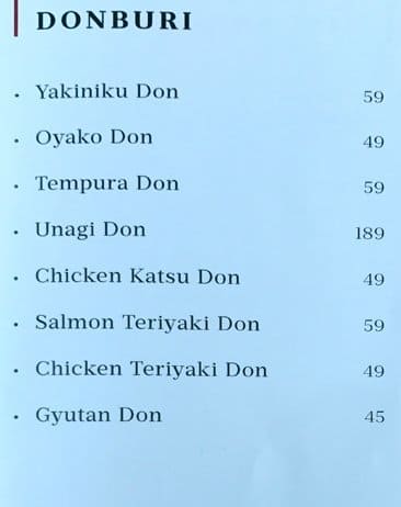 Menu at Shabu Nobu restaurant, Tangerang, Jl. Boulevard Bintaro Jaya