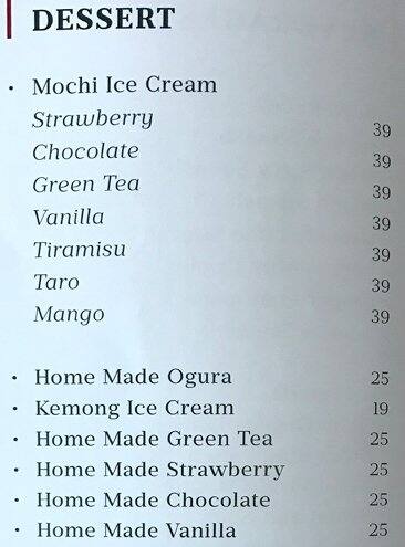 Menu at Shabu Nobu restaurant, Tangerang, Jl. Boulevard Bintaro Jaya