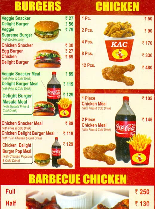 Menu at KAC Restaurant, Kharar