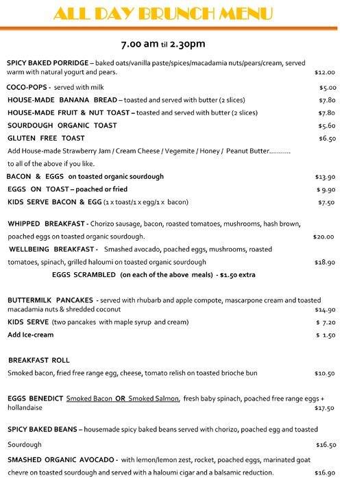 Menu at High Tide Cafe Semaphore, Semaphore