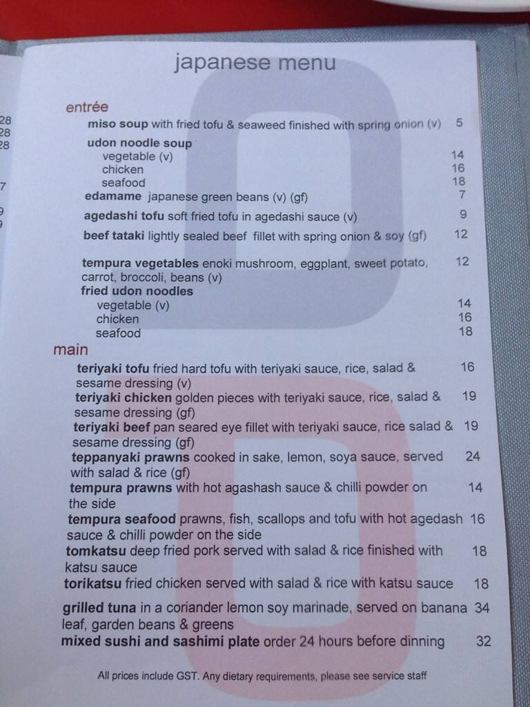 Menu at D Bar & Restaurant, Darwin City