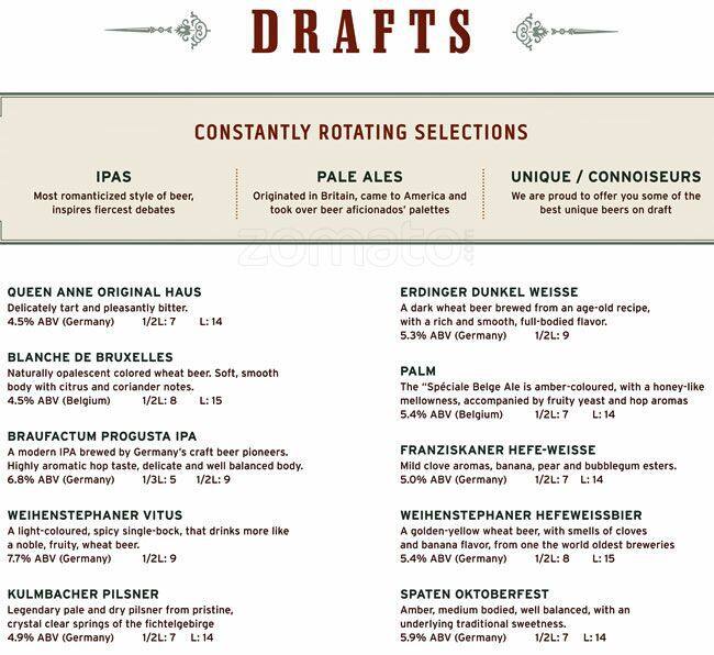Menu at Queen Anne Beerhall pub & bar, Seattle