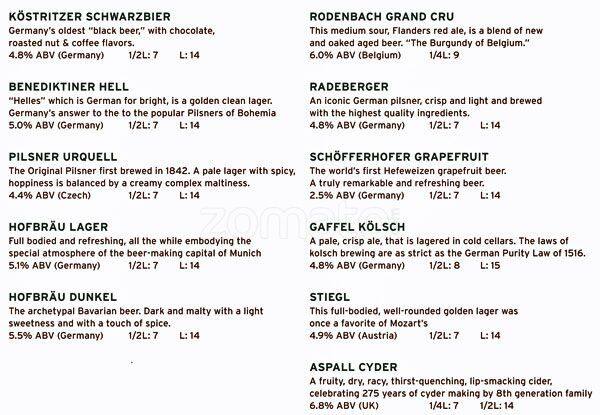 Menu at Queen Anne Beerhall pub & bar, Seattle