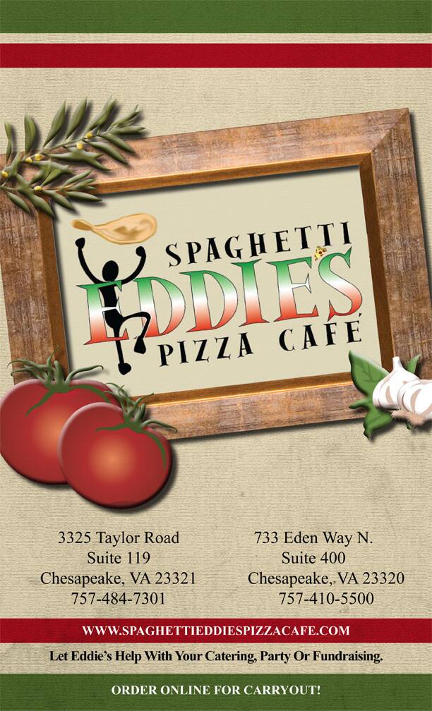 Menu at Spaghetti Eddie's Pizza Cafe', Chesapeake, 733 Eden Way N #400