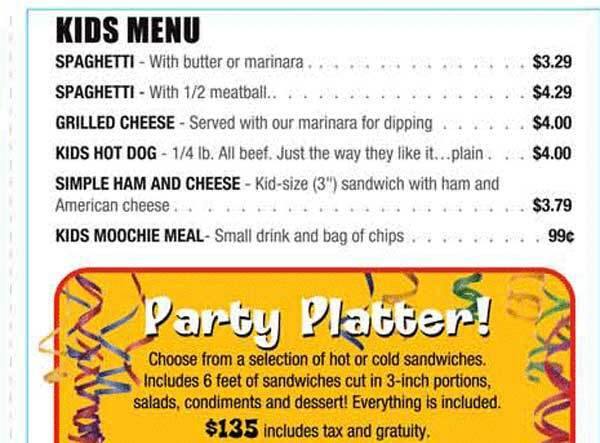 Menu at Moochie's Meatballs and More restaurant, Salt Lake City, 232 E ...