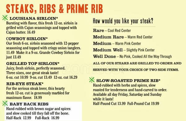 Menu at O'Charley's Restaurant & Bar, Frankfort