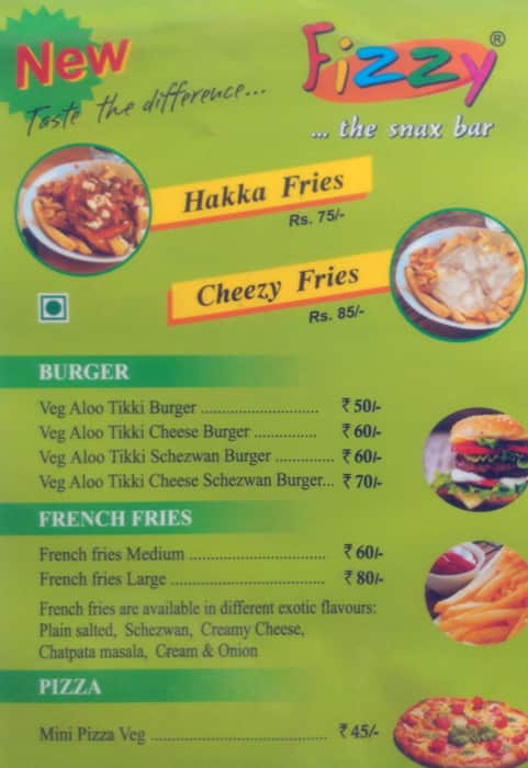 Menu at Fizzy, Mumbai, 2