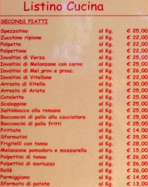 Menu da Lo Spuntino pizzeria, Roma, Viale Giulio Cesare