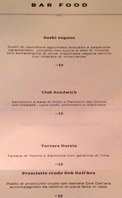 Menu da Ristorante Dorsia, Roma