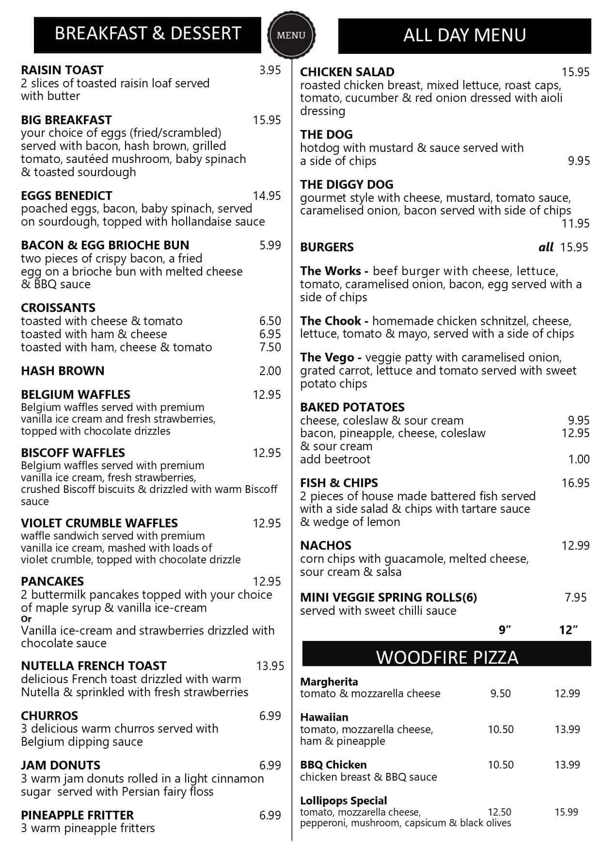 Menu at Cafe Croydon, Croydon