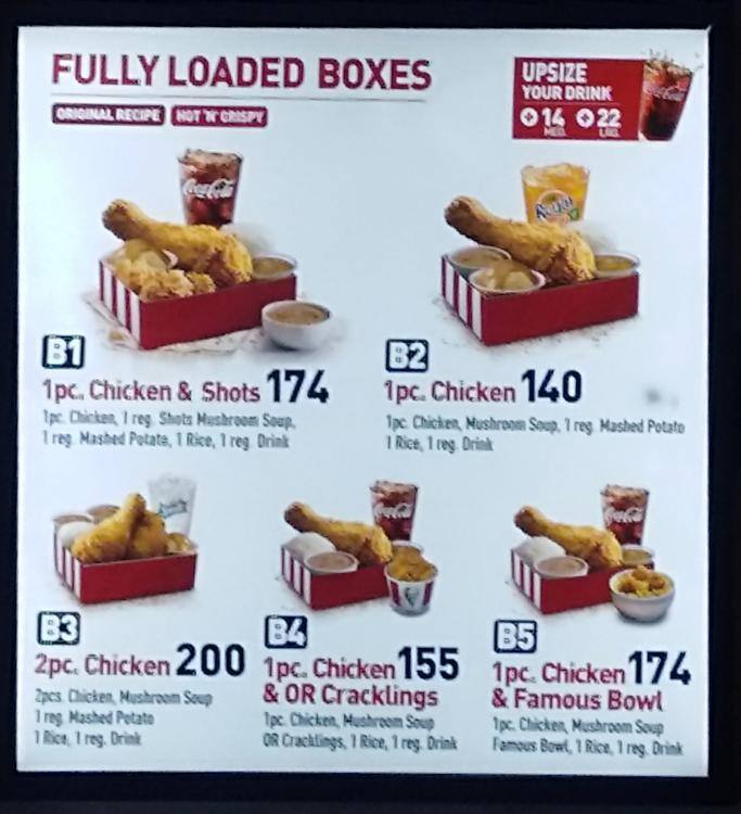 Carta del restaurante KFC, Pasay, Food Hall