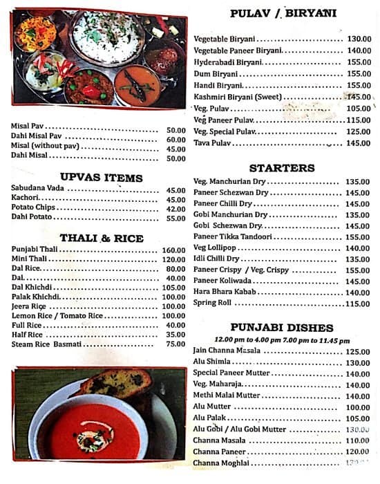 Menu at Udipi Vihar pure veg (Ghatkopar West), Mumbai, Lal Bahadur ...
