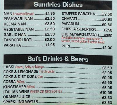 Menu at New Exotic Of India fast food, London, 10 Crouch Hill