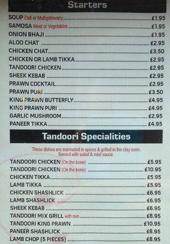 Menu at New Exotic Of India fast food, London, 10 Crouch Hill