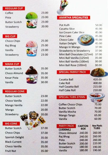 Menu at Amirtha Ice Creams, Chennai, 57