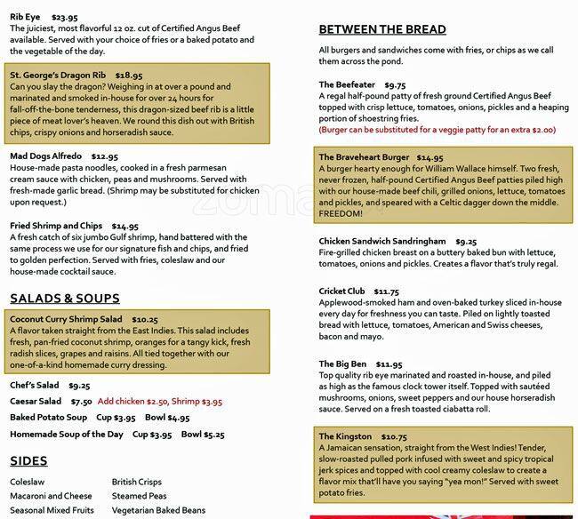 Menu at Mad Dogs pub & bar, San Antonio