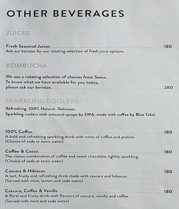 Menu at Blue Tokai Coffee Roasters | Kala Ghoda, Mumbai
