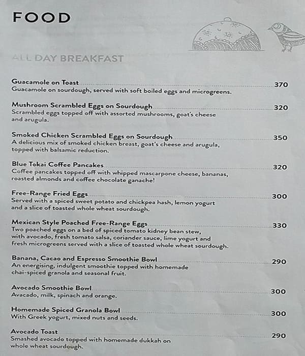 Menu at Blue Tokai Coffee Roasters | Kala Ghoda, Mumbai