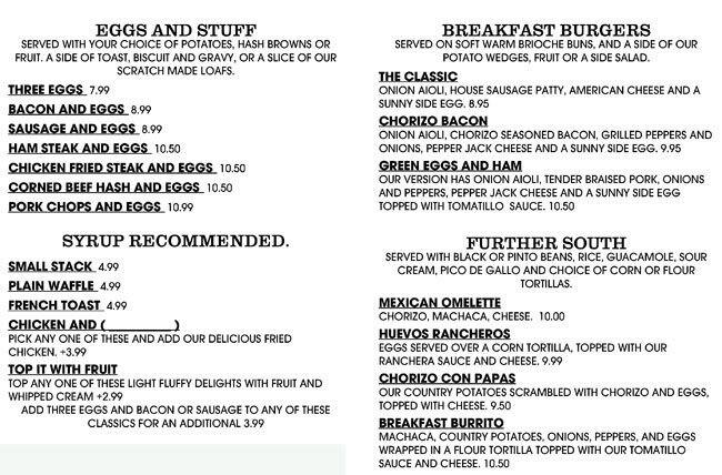 Menu at The Scratch Room restaurant, Anaheim