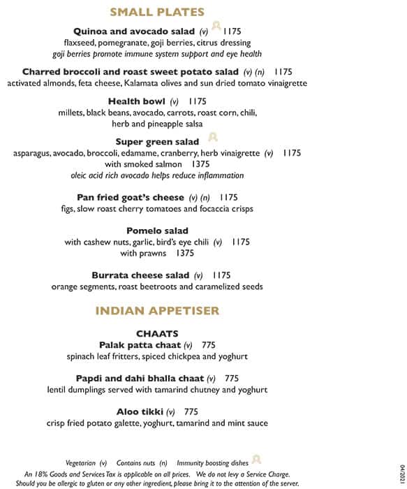 Menu of 360° - The Oberoi, Dr. Zakir Hussain Marg, New Delhi