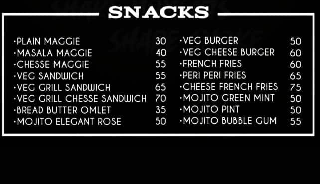 Menu of Ghost Town, Dhankawadi, Pune