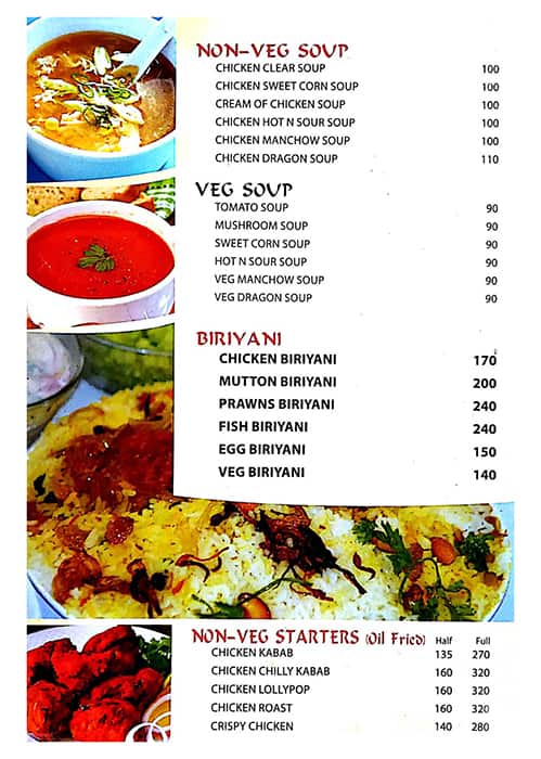 Menu of Chicken County Restaurant, Majestic, Bangalore