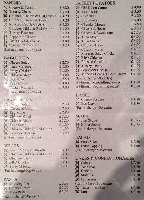 Menu at Aldwych Cafe, London, 47 Aldwych