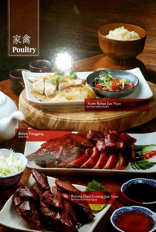Menu at Jun Njan restaurant, West Jakarta, Letjen S. Parman St No.28