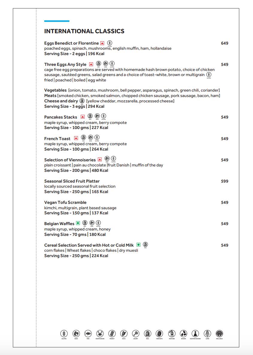 Menu of Waterfront Terrace & Bar - Goa Marriott Resort And Spa, Panaji, Goa