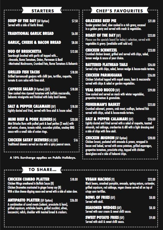 Menu at Doncaster Hotel pub & bar, Doncaster