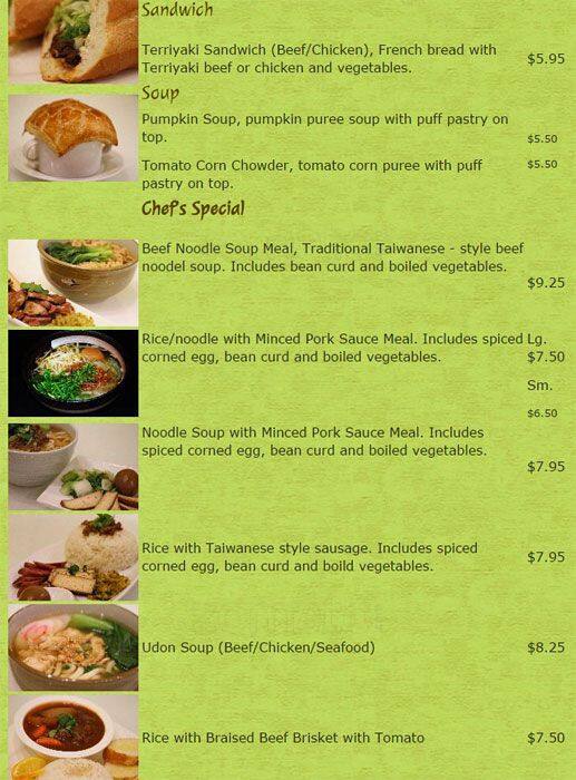 Menu at Cafe Chi, Issaquah