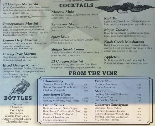 Menu at AMERICAN BAR & GRILL, San Carlos