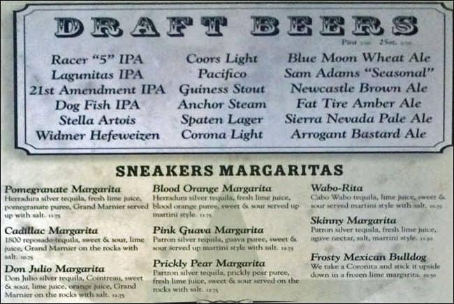 Sneakers Sports Bar Menu,Menú para Sneakers Sports Bar, San Carlos, San ...
