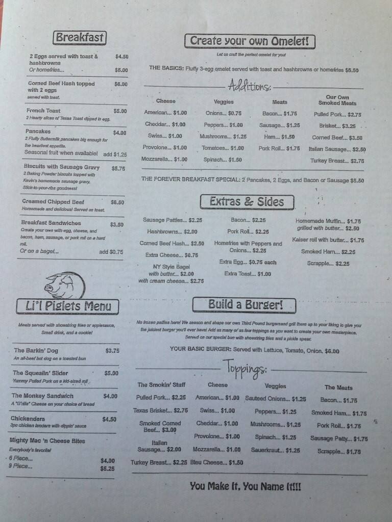 Menu at Kevin's Hog Heaven BBQ, East Stroudsburg, Milford Rd