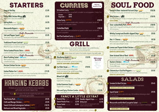 Menu at Bishops Lodge restaurant, Bishop Auckland