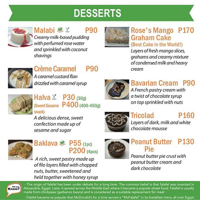 Menu at Hummus Elijah restaurant, Makati, 5059 P Burgos