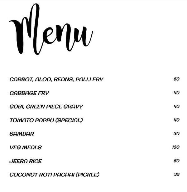 Menu of Siri's Curries, Bachupally, Hyderabad