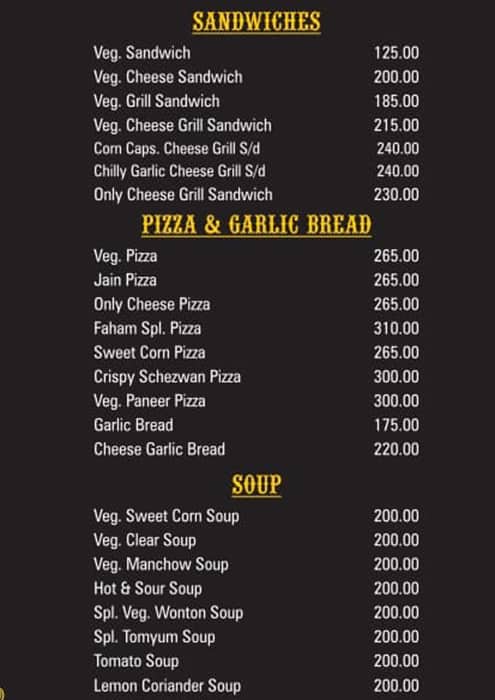 Menu at Faham Restaurant & lounge, Mumbai, Unit 1 and