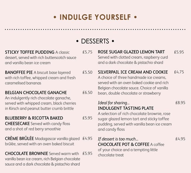 Menu at Miller & Carter steakhouse, Epping