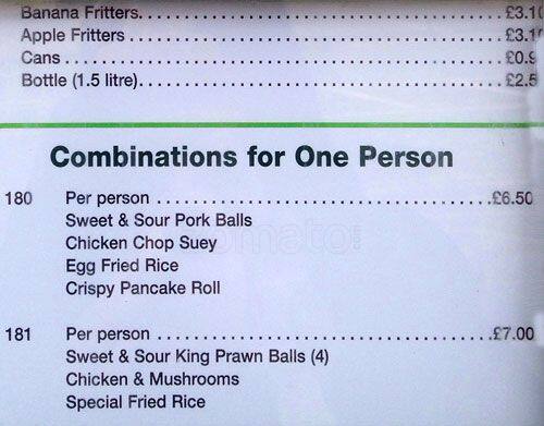 Menu at Sun Do Chinese Takeaway restaurant, Orpington, 85 Queensway