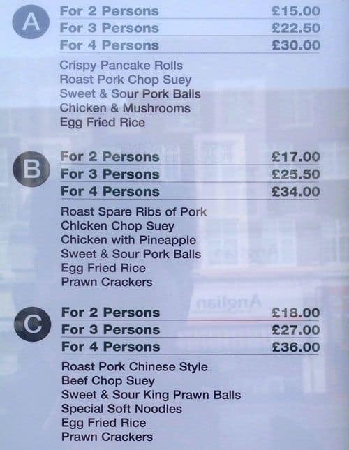 Menu at Sun Do Chinese Takeaway restaurant, Orpington, 85 Queensway