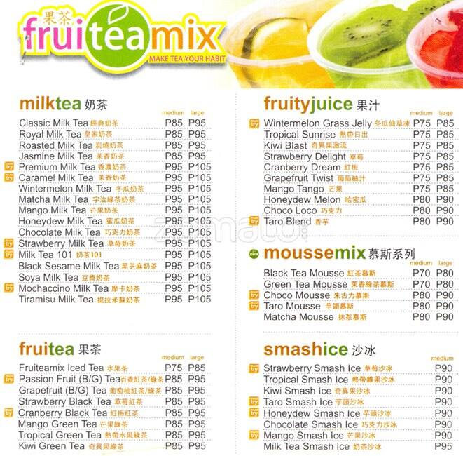 Menu at Alexia cafe, Caloocan