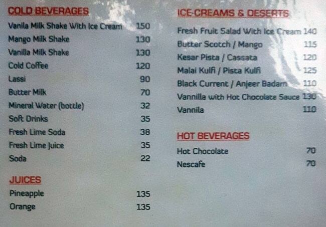 Menu at Hotel Sarovar, Pune, GW3C+F97