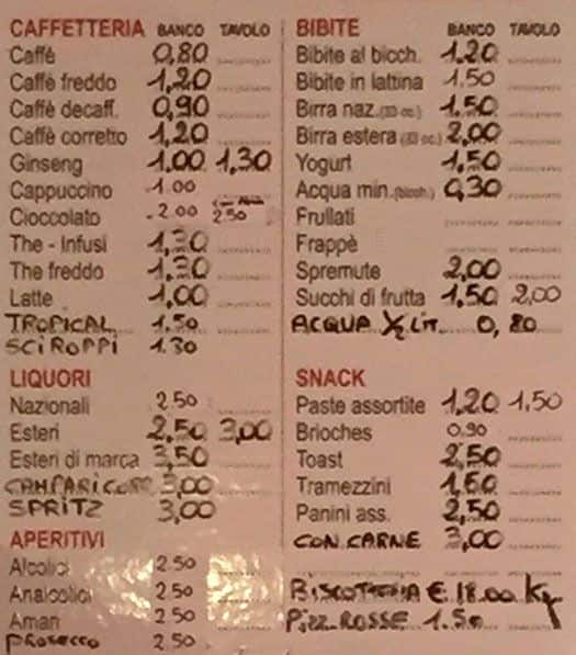 Menu at Peccati di Gola pub & bar, Rome, Viale Palmiro Togliatti