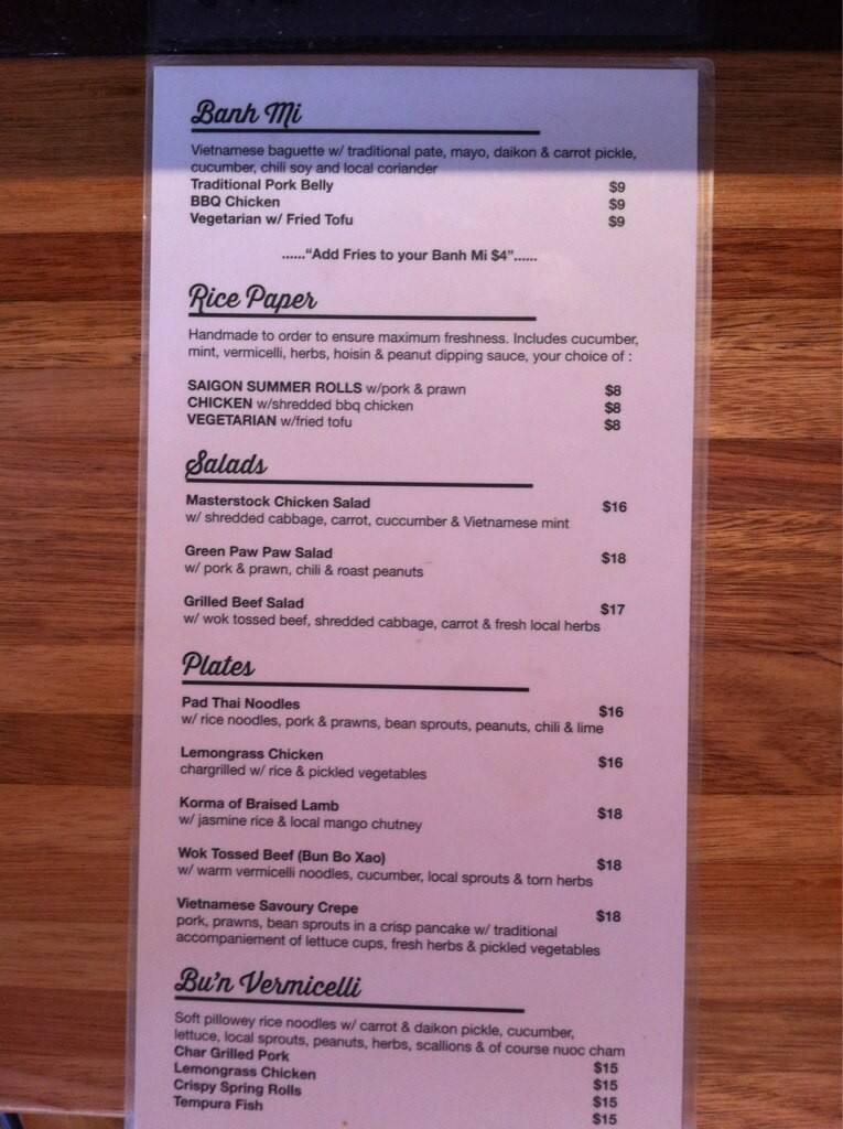 Menu at CHOW! A Taste of South East Asia restaurant, Darwin City