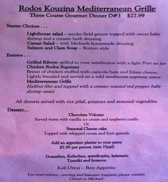 Menu at Rodos Kouzina Mediterranean Grille restaurant, Port Moody, 221 ...