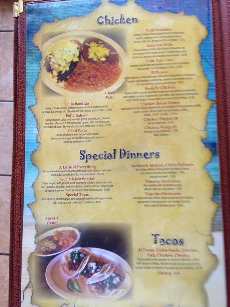 Menu at Toro Loco restaurant, Louisa, KY-2565