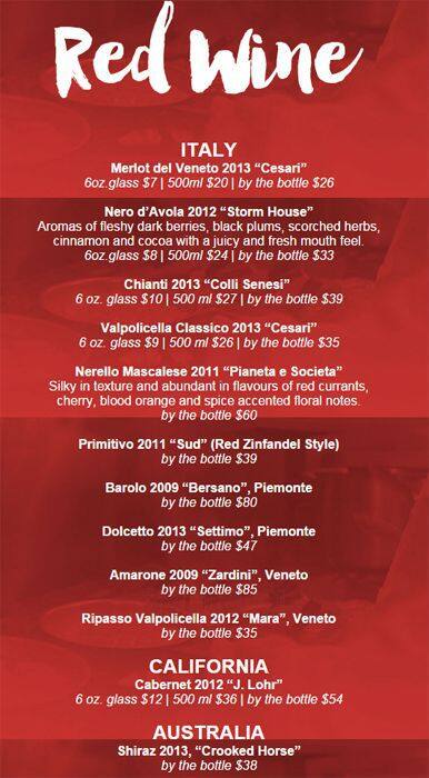 Menu at Avanti pizzeria, Oshawa