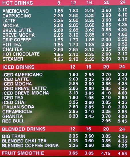 Menu at Java Java Coffee Co. cafe, Maple Valley