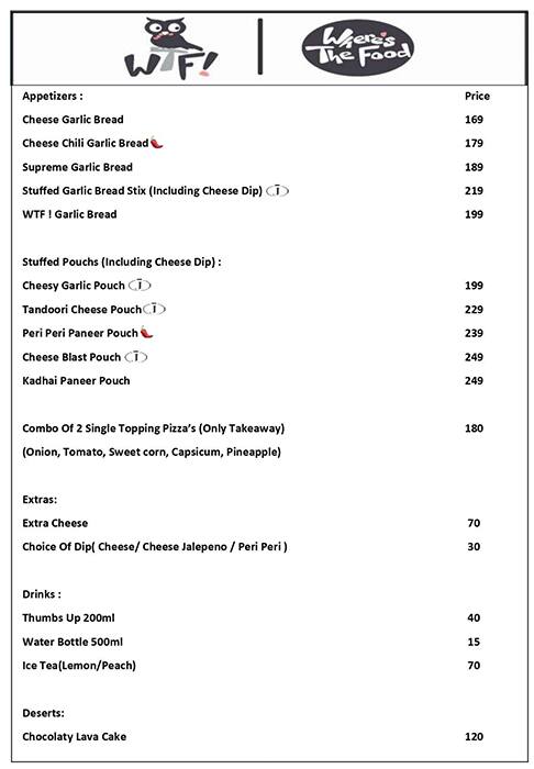 Menu at WTF! Where's The Food !, Ahmedabad